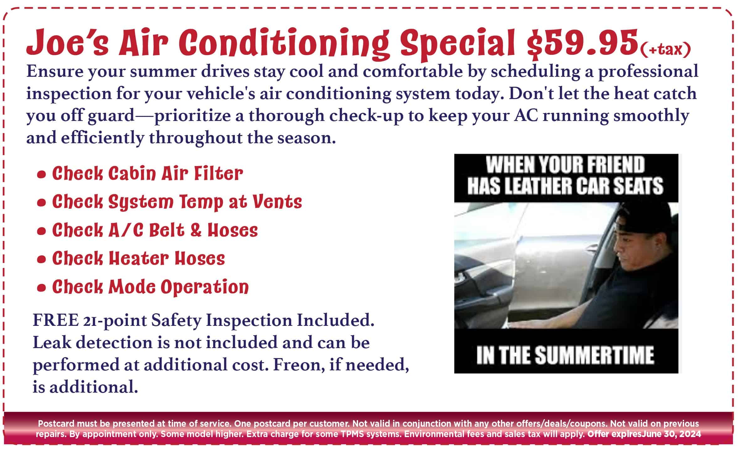 Current Auto Repair Specials in Slinger, WI | Joe's Slinger Service